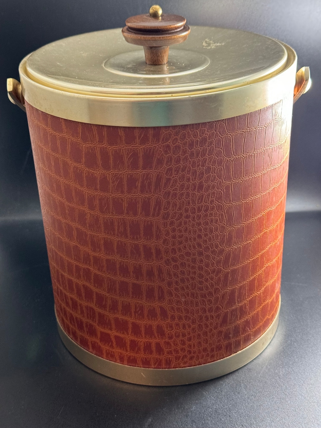Vintage Alligator-like Covered Ice Bucket - Etsy