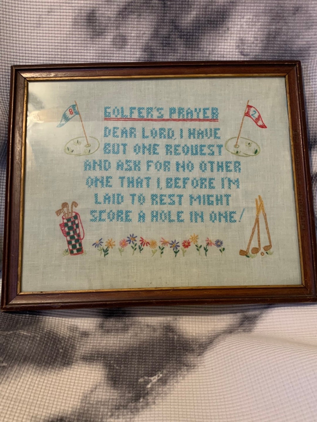Golfer Prayer Hand Embroidery in Frame - Etsy