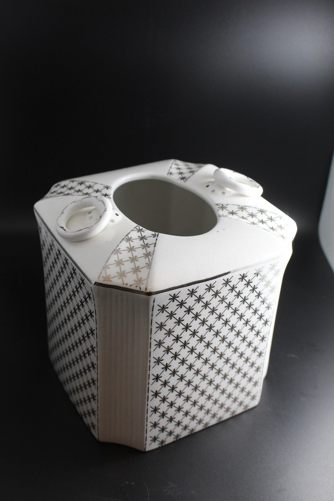 Vintage White Ceramic Tissue Box Cover With Gold Starbursts - Etsy