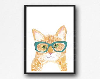 Cat wearing glasses | Etsy