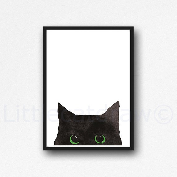 cat wall decor cat art watercolor cat cat portrait cat lover gift ...