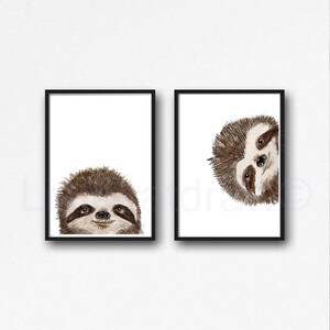 Sloth Print Set of 2 Prints Peekaboo Painting Print Peekaboo - Etsy