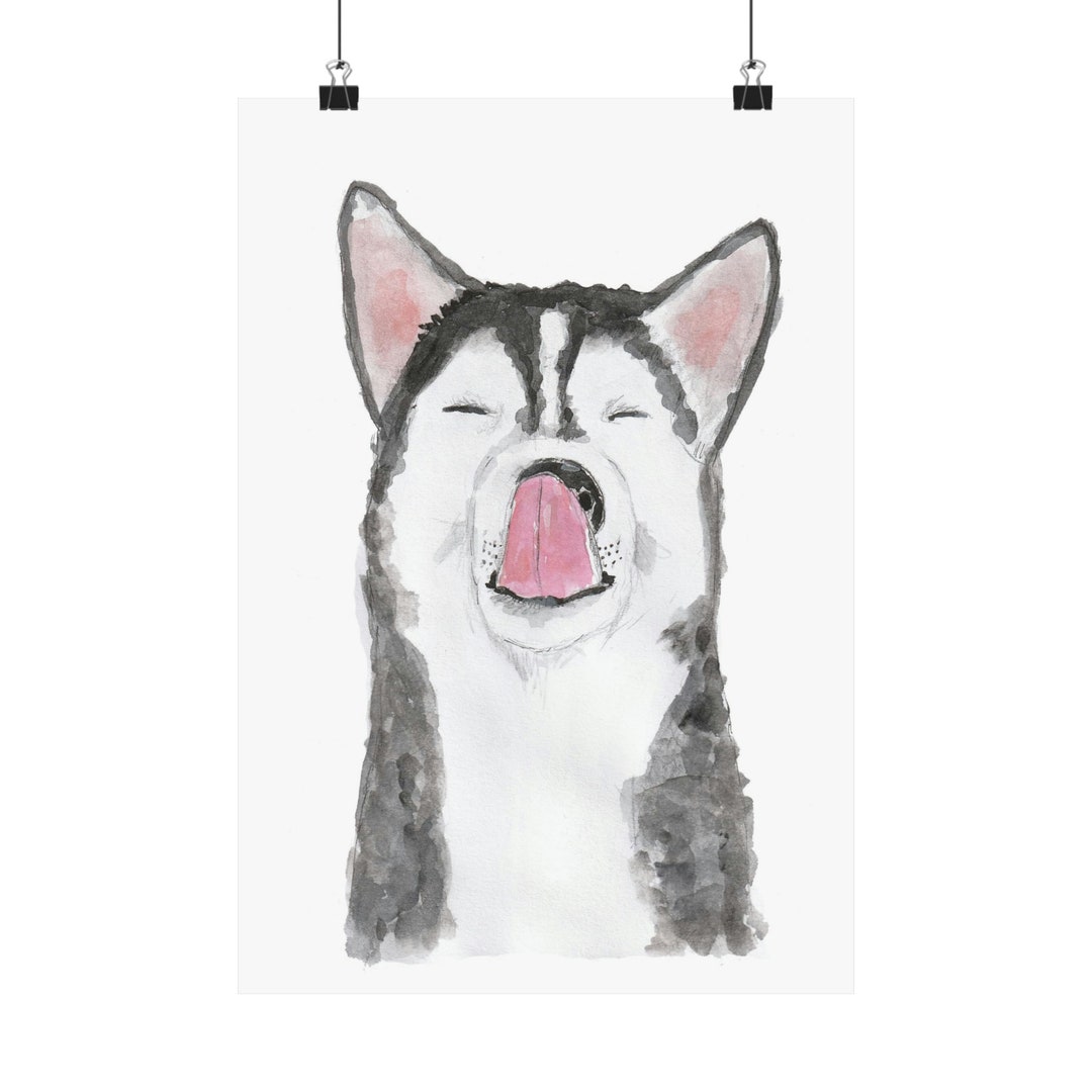 11x16 HUSKY KISS Dog Lover Poster Wall Art by Littlecatdraw Dogs Art ...