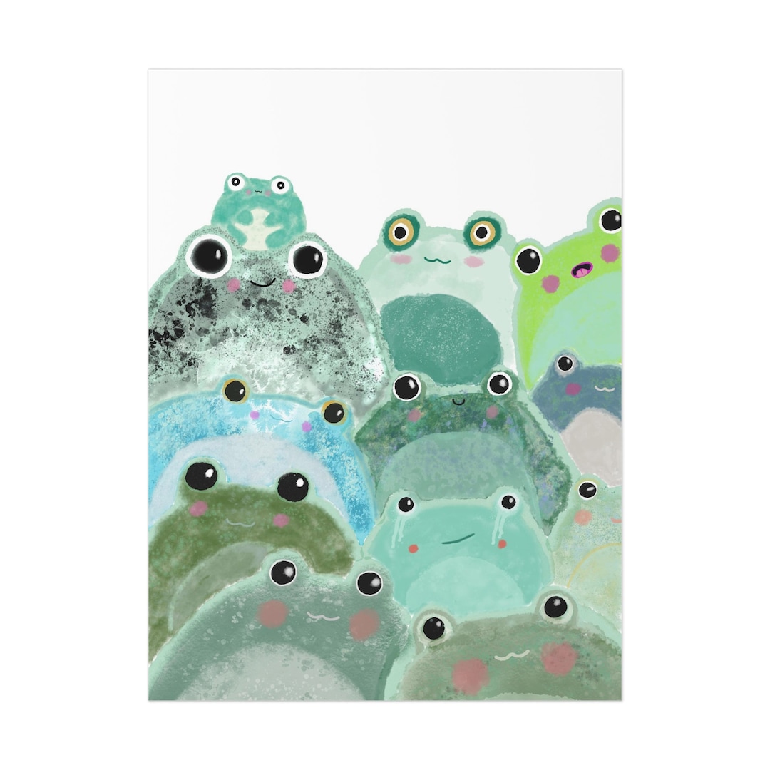 All the FROGS Happy Funny Froggies by Littlecatdraw FROG Wall Art Funny ...