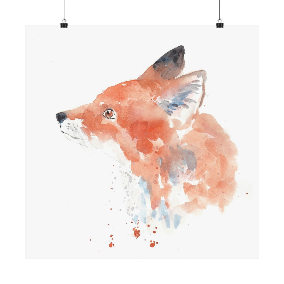 Foxy Fox Splatter Watercolor Painting PRINT Home Decor Fox Woodland Art ...