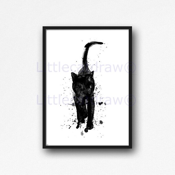Black Cat Print Etsy