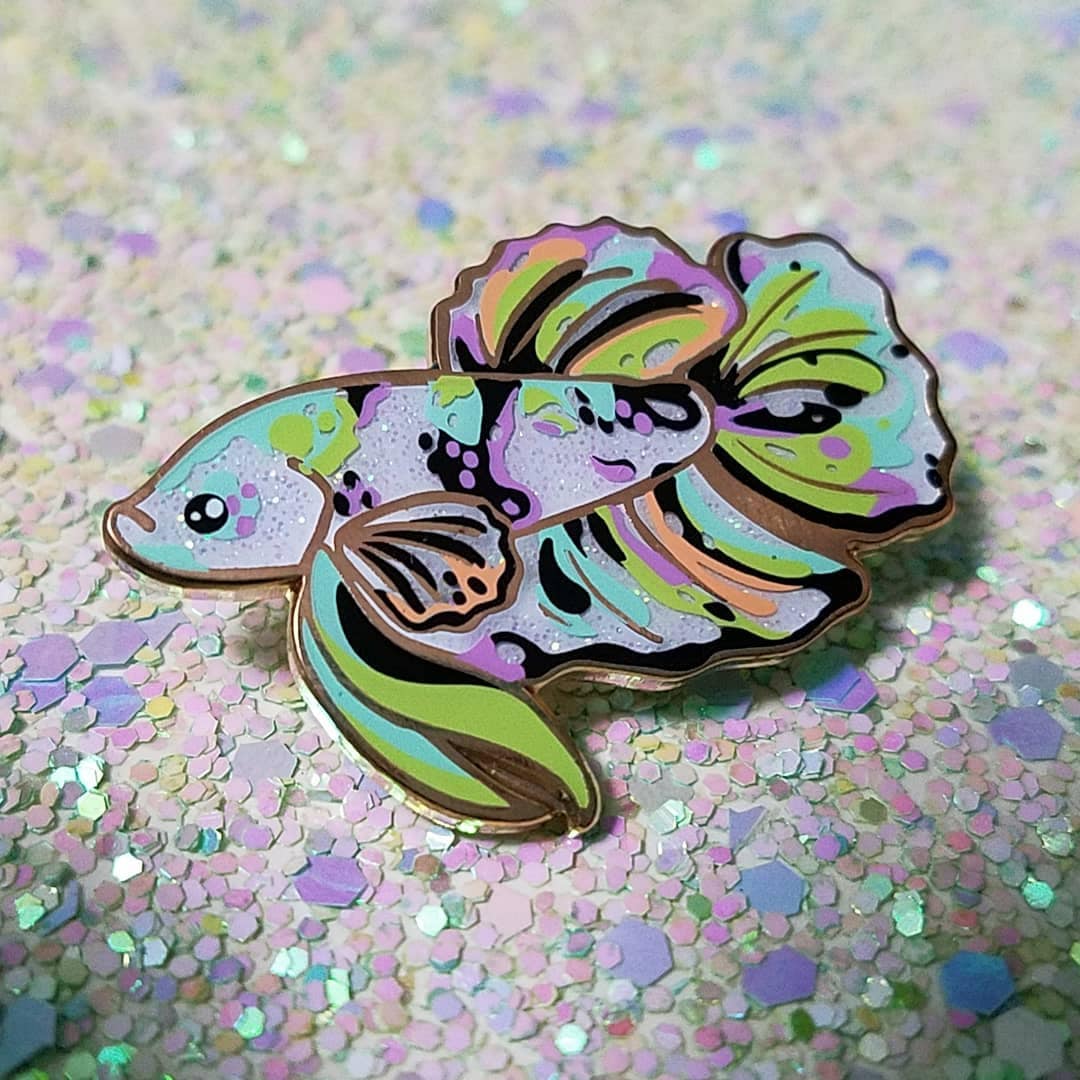 Pastel and Rose Gold Koi Betta Fish Pin - Etsy
