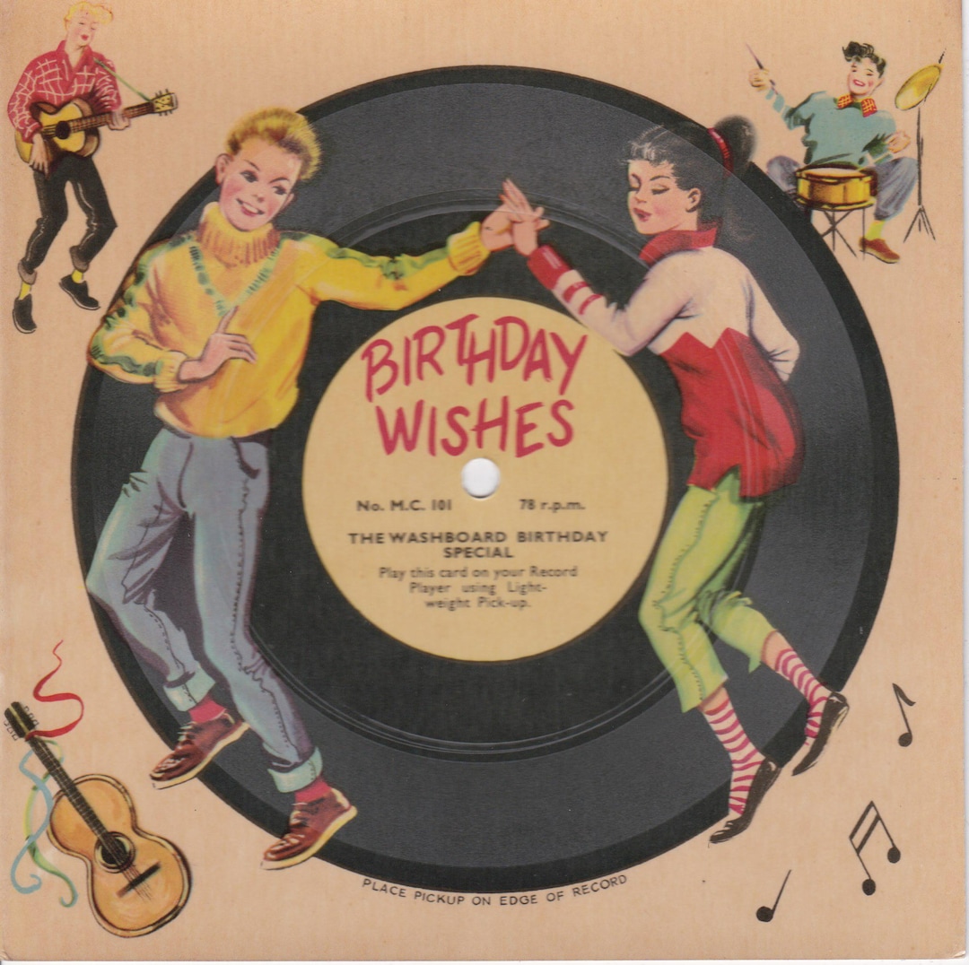 Adorable 1950s "melody Card" Flexi-disc Birthday Card is a Real 78 R.p ...
