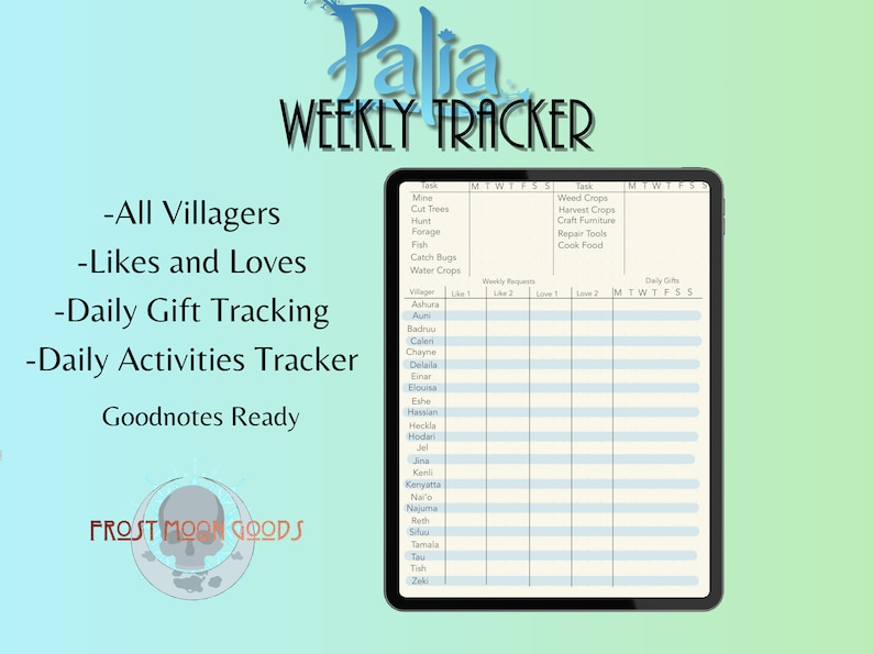 Palia Weekly Tracker- Digital Gaming Journal and Tracker - Etsy