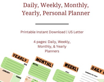 Editable Daily, Weekly, Monthly, Yearly Planner | Goal Tracker ...