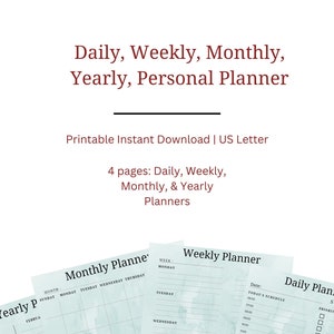 Editable Daily, Weekly, Monthly, Yearly Planner | Goal Tracker ...
