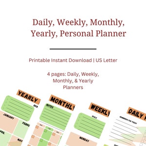 Editable Daily, Weekly, Monthly, Yearly Planner | Goal Tracker ...