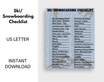Editable Ski/snowboarding Checklist | Ski Weekend Planner | Mountains ...