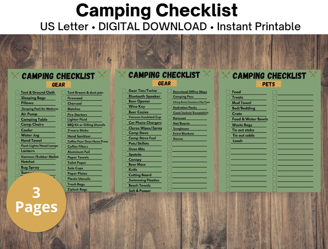 Editable Camping Checklist | Camping Planner | Pets Camping | Printable ...