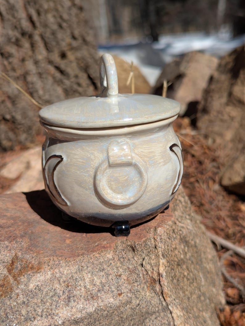Triple Moon Ceramic Cauldron #15 | Magick Ritual | Slip-casted Hand ...