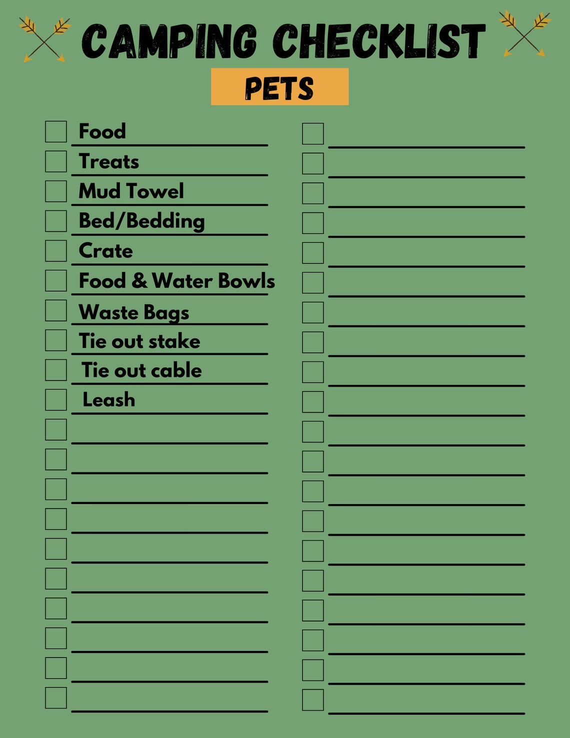 Editable Camping Checklist Camping Planner Pets Camping - Etsy