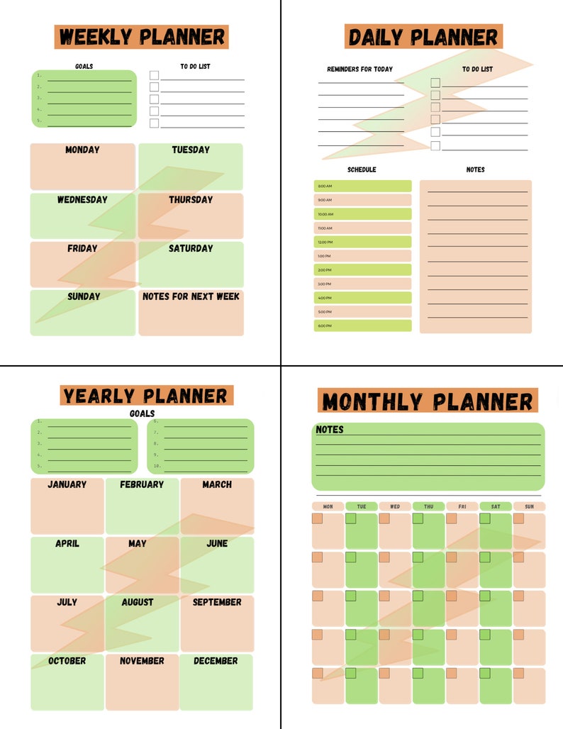 Editable Daily, Weekly, Monthly, Yearly Planner | Goal Tracker ...