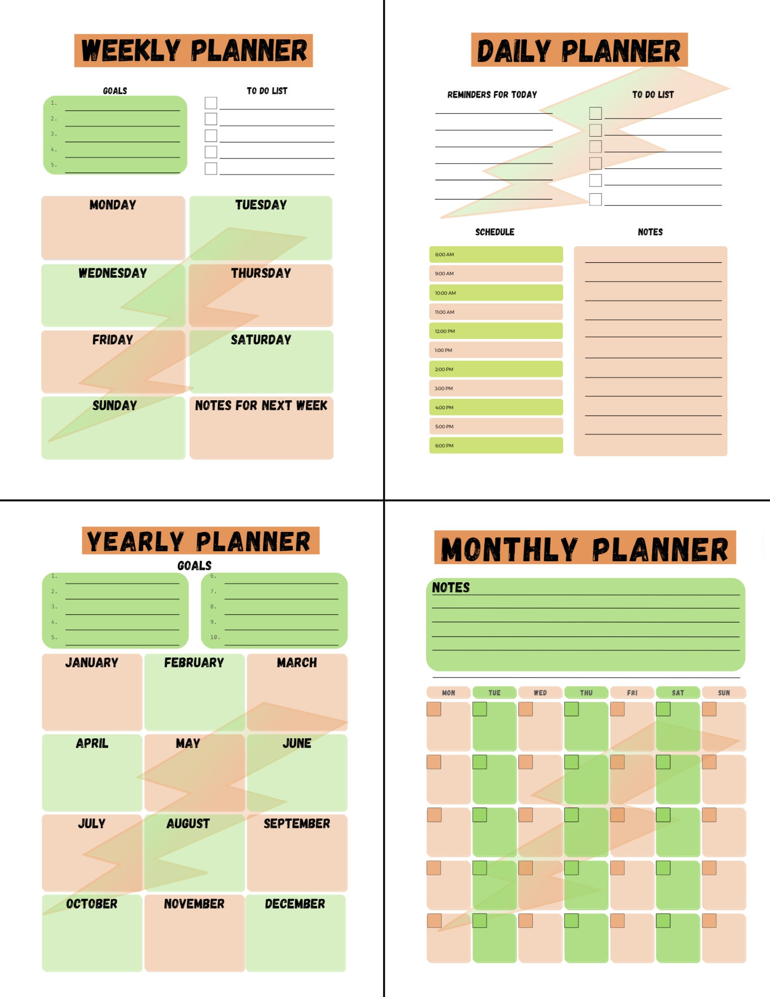 Editable Daily, Weekly, Monthly, Yearly Planner | Goal Tracker ...