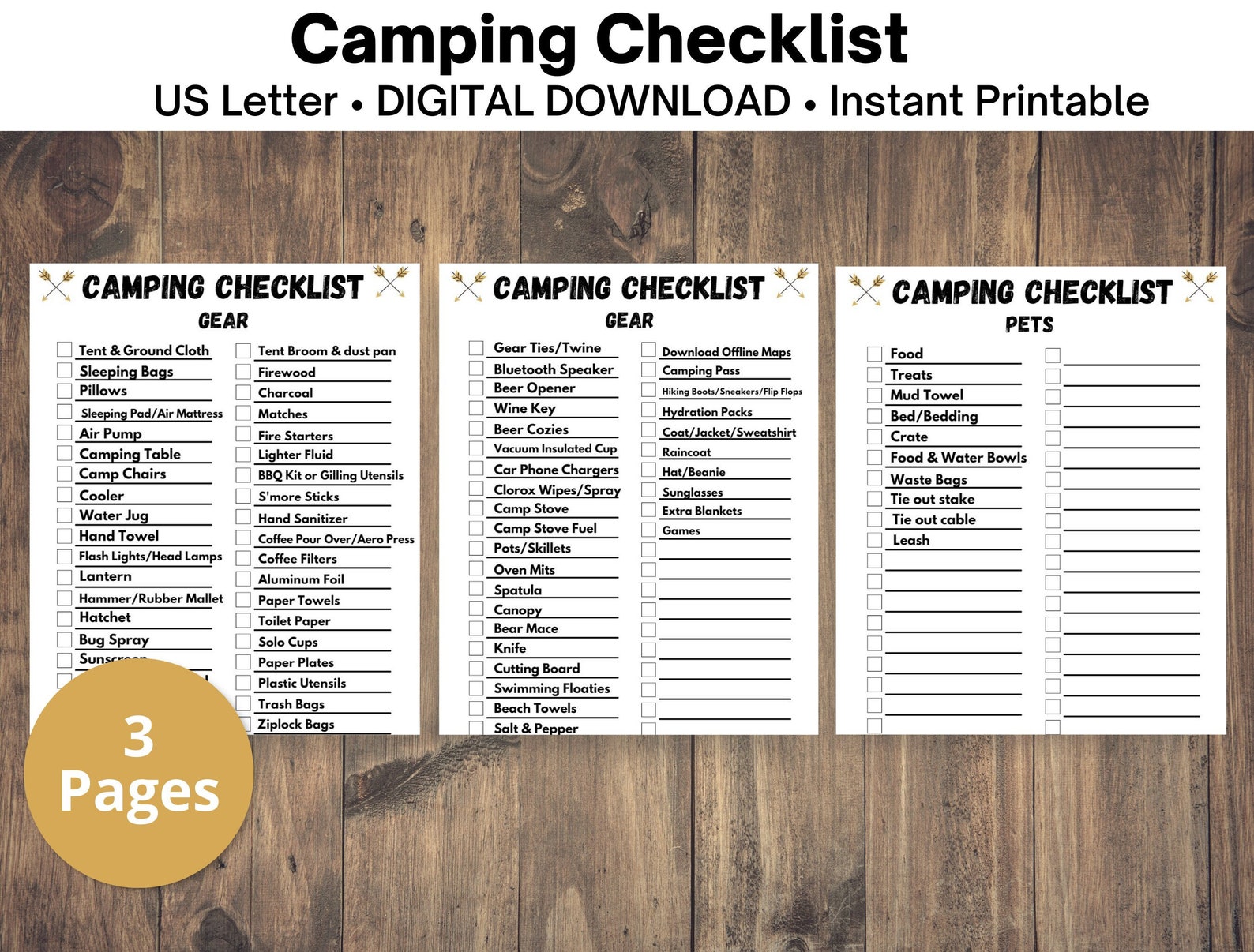 Editable Camping Checklist | Camping Planner | Pets Camping | Printable ...
