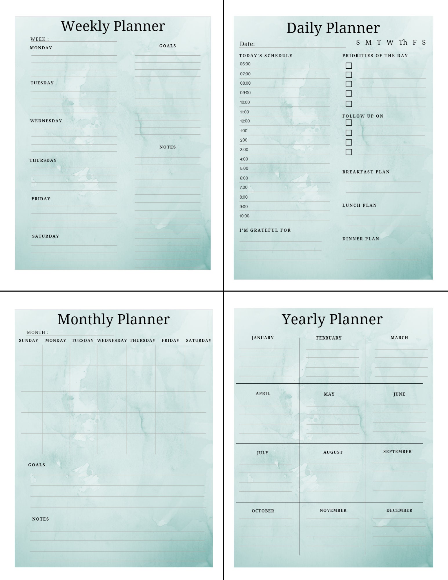 Editable Daily, Weekly, Monthly, Yearly Planner | Goal Tracker ...