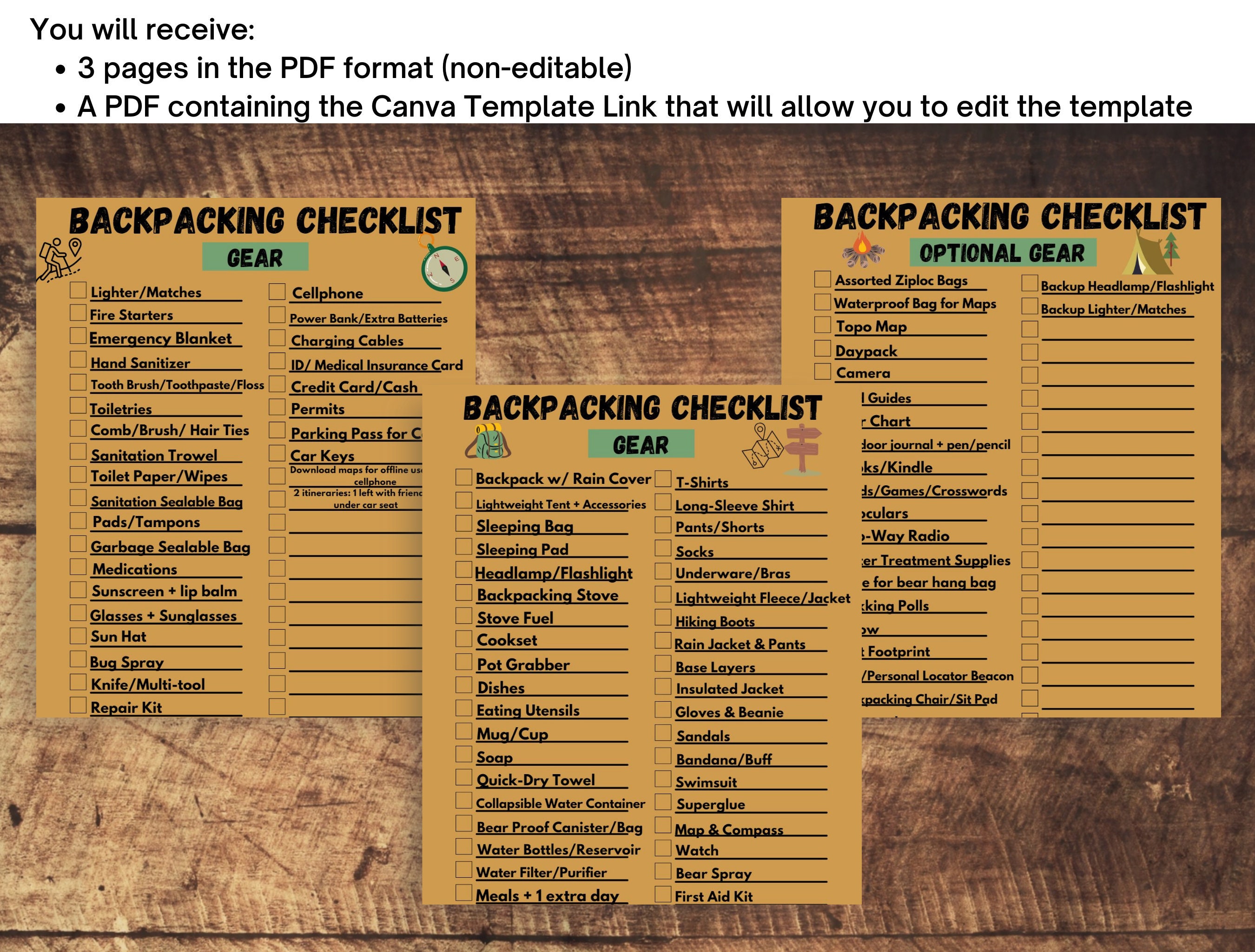 Editable Backpacking Checklist | Camping Planner | Explore Outdoors ...