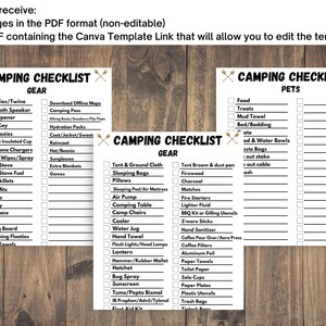 Editable Camping Checklist | Camping Planner | Pets Camping | Printable ...