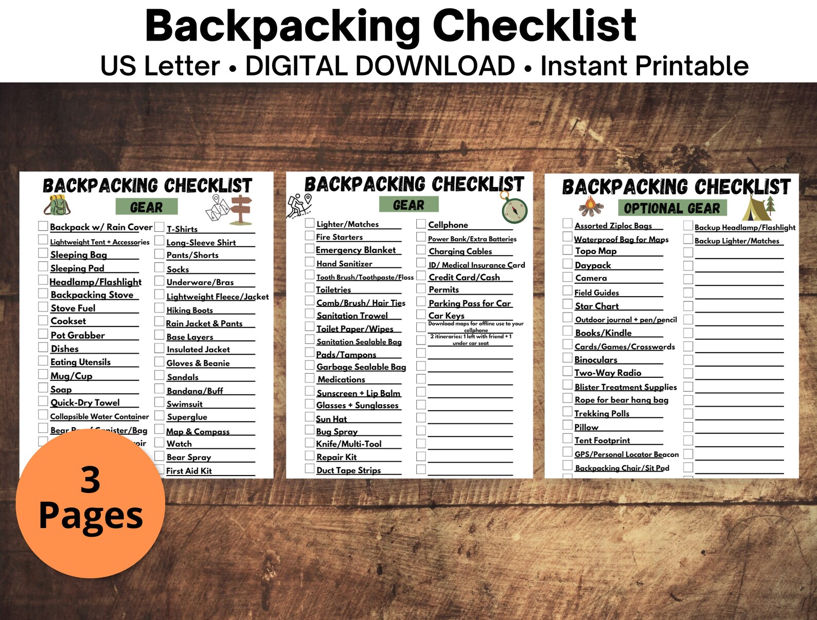 Editable Backpacking Checklist | Camping Planner | Explore Outdoors ...