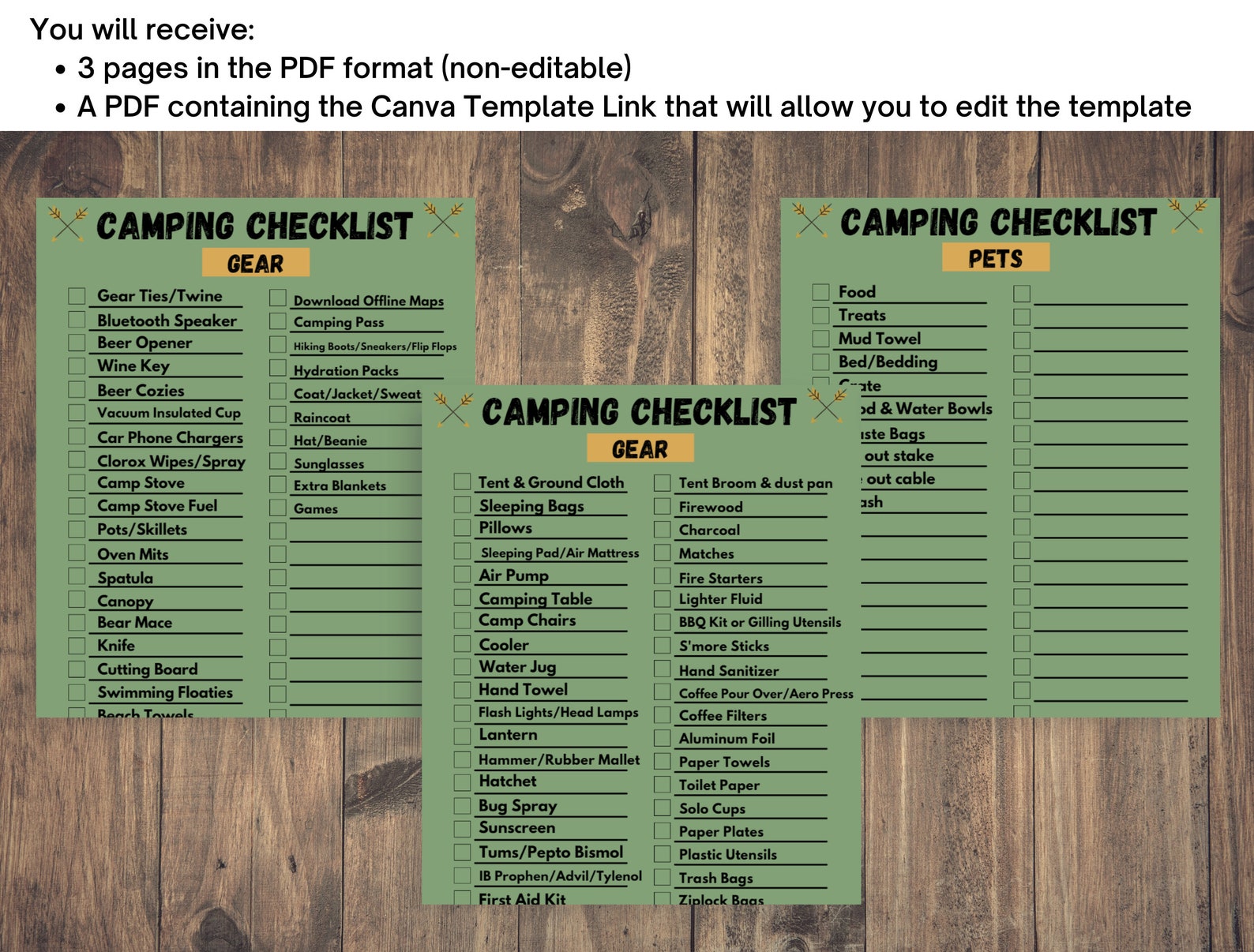 Editable Camping Checklist | Camping Planner | Pets Camping | Printable ...