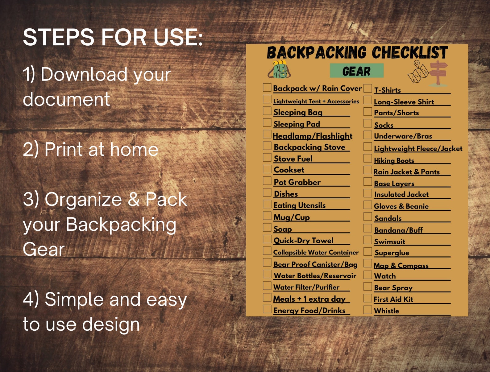 Editable Backpacking Checklist | Camping Planner | Explore Outdoors ...