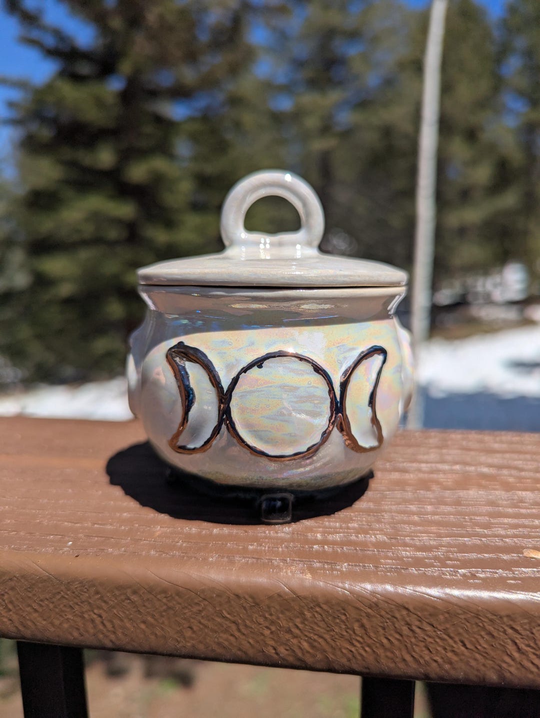 Triple Moon Ceramic Cauldron #26 | Magick Ritual | Slip-casted Hand ...