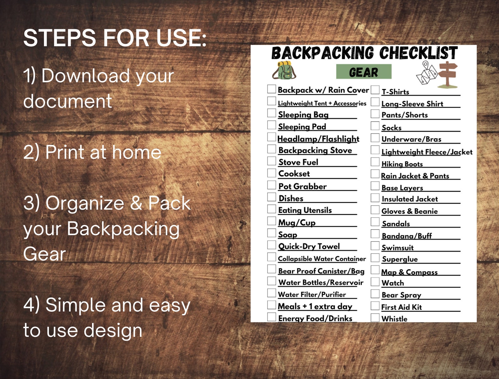 Editable Backpacking Checklist | Camping Planner | Explore Outdoors ...
