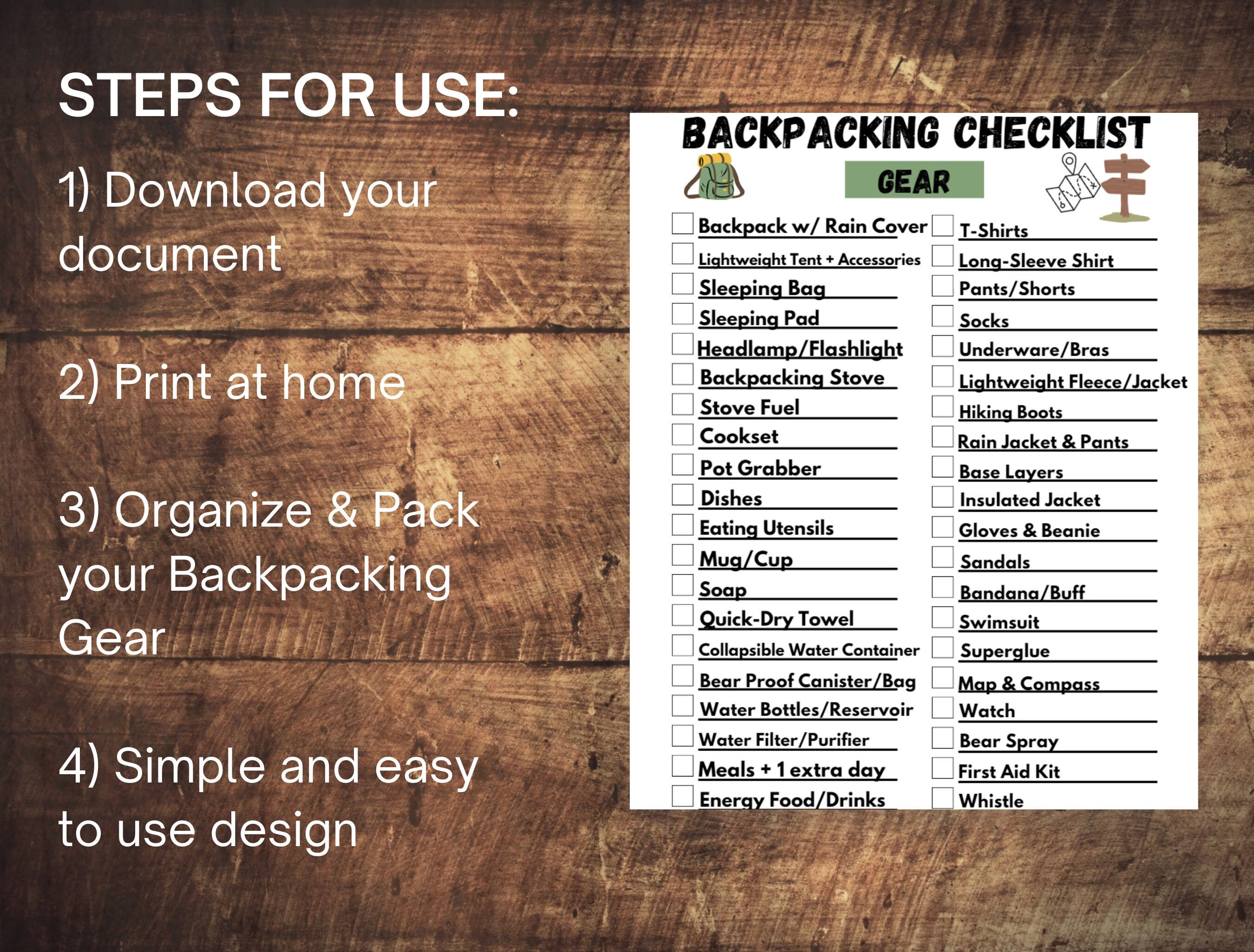 Editable Backpacking Checklist | Camping Planner | Explore Outdoors ...
