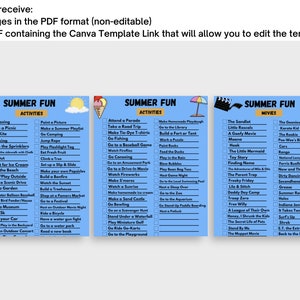 Editable Summer Fun Activities Checklist | Movie List | Outdoor ...