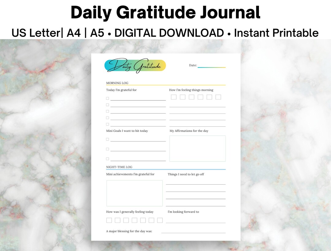 Daily Gratitude Journal Printable | Gratitude Practice | Mindfulness ...