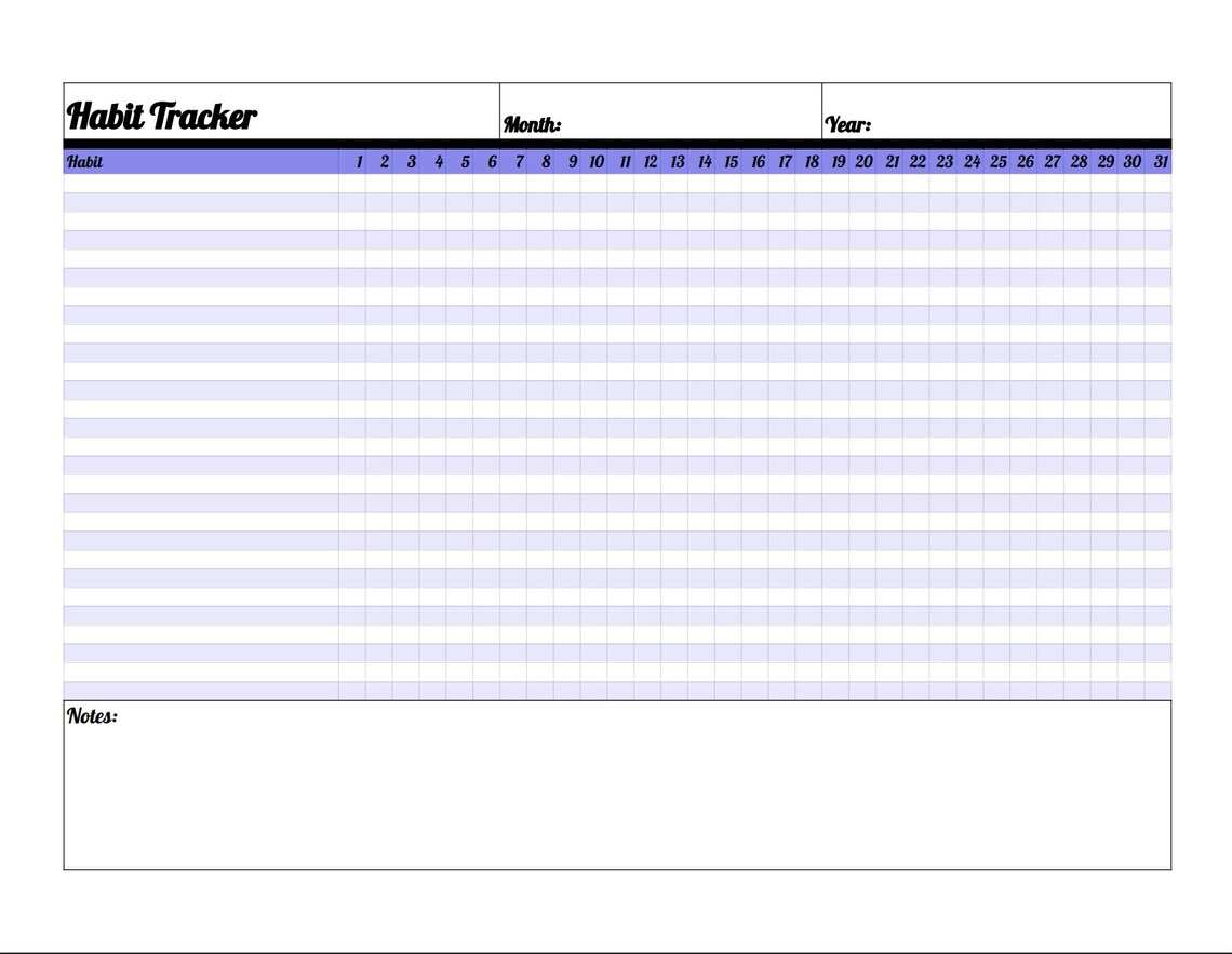 Printable Monthly Habit Tracker | Goal Tracker | Minimalist | 30 Day ...