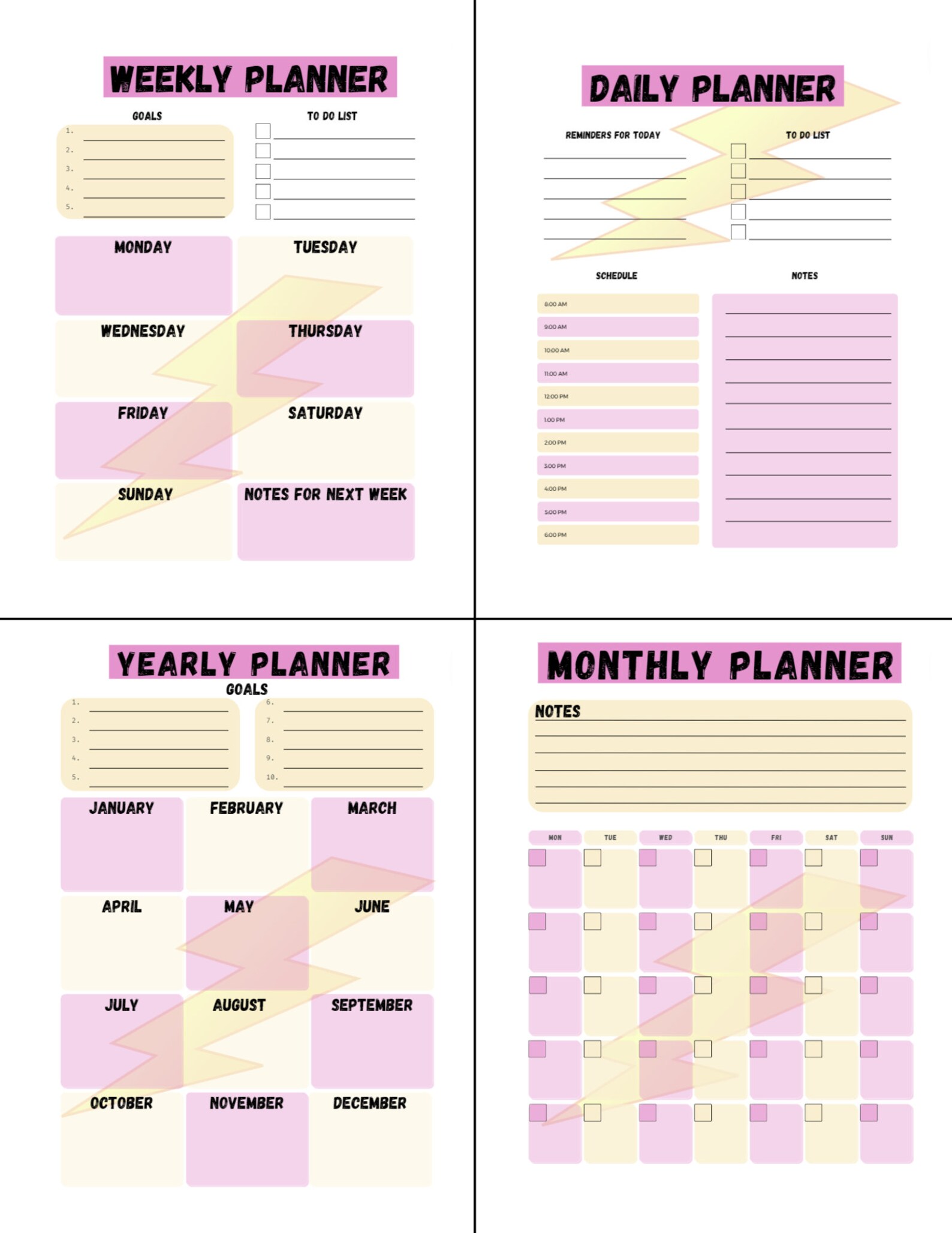 Editable Daily, Weekly, Monthly, Yearly Planner | Goal Tracker ...