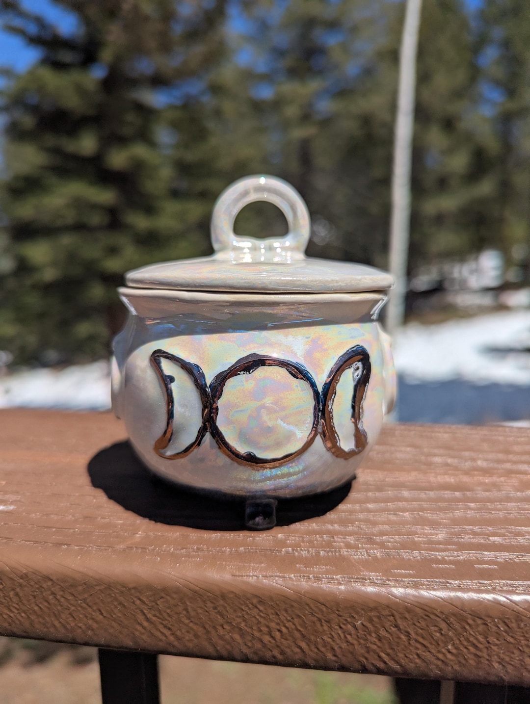 Triple Moon Ceramic Cauldron #22 | Magick Ritual | Slip-casted Hand ...