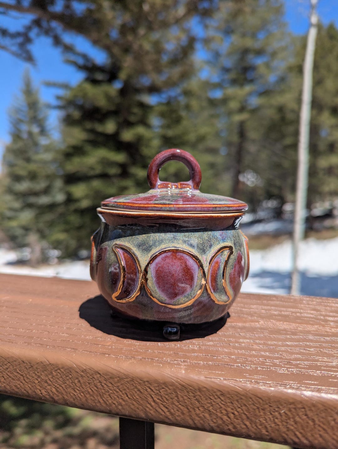 Triple Moon Ceramic Cauldron #20 | Magick Ritual | Slip-casted Hand ...