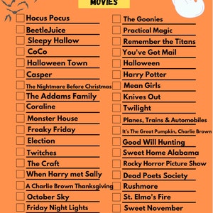 Editable Fall Fun Activities Checklist Movie List Outdoor - Etsy