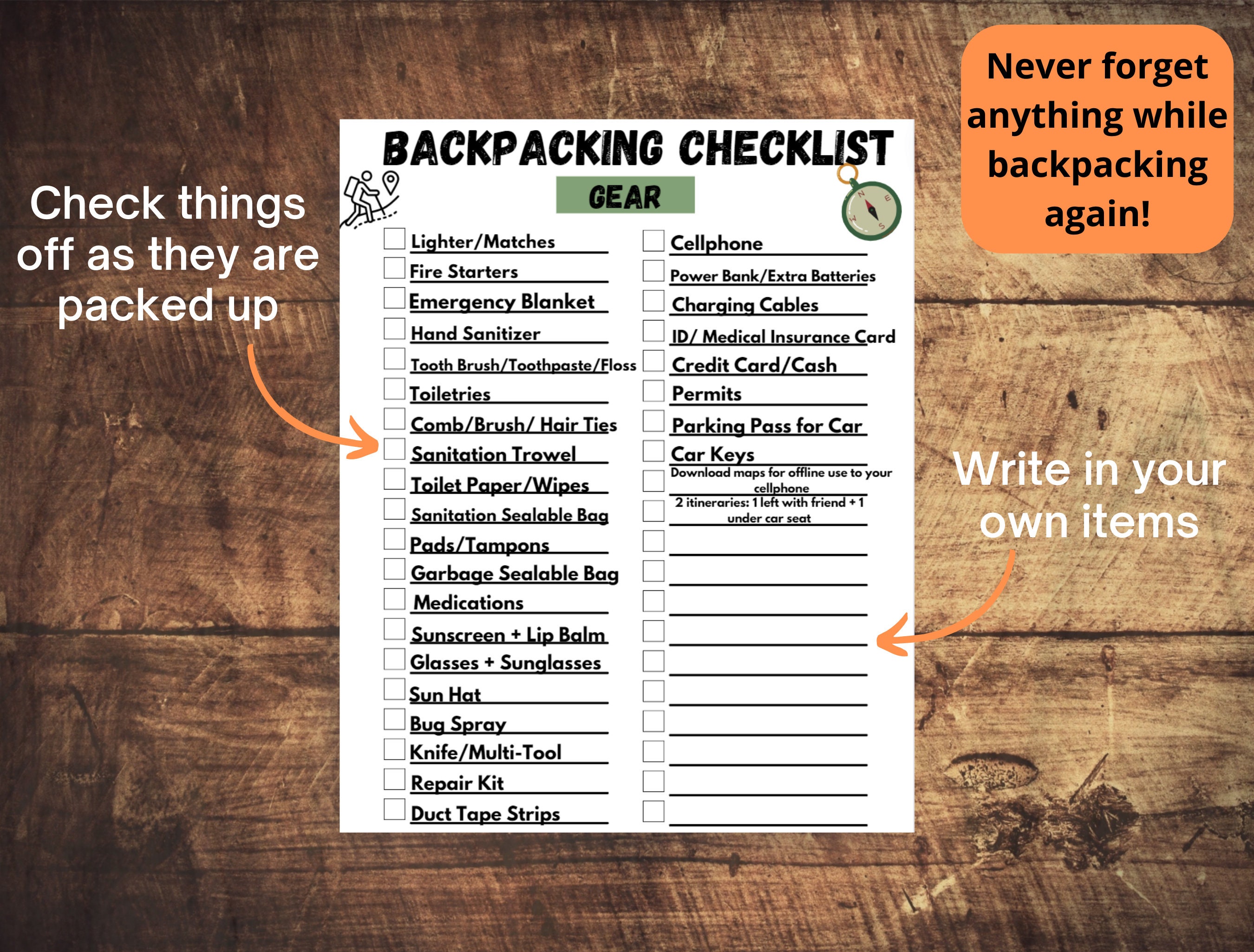Editable Backpacking Checklist | Camping Planner | Explore Outdoors ...