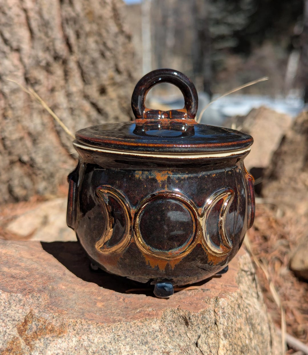 Triple Moon Ceramic Cauldron #14 | Magick Ritual | Slip-casted Hand ...
