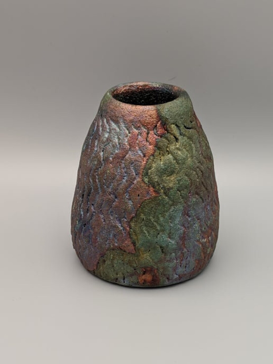 Textured Raku Fired Ceramic Vase | Wheel-thrown Raku Vase | Pottery ...