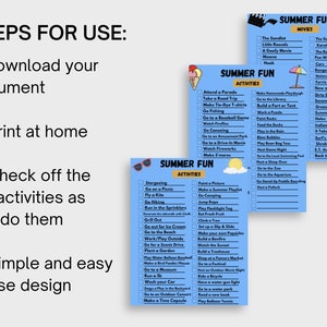 Editable Summer Fun Activities Checklist | Movie List | Outdoor ...