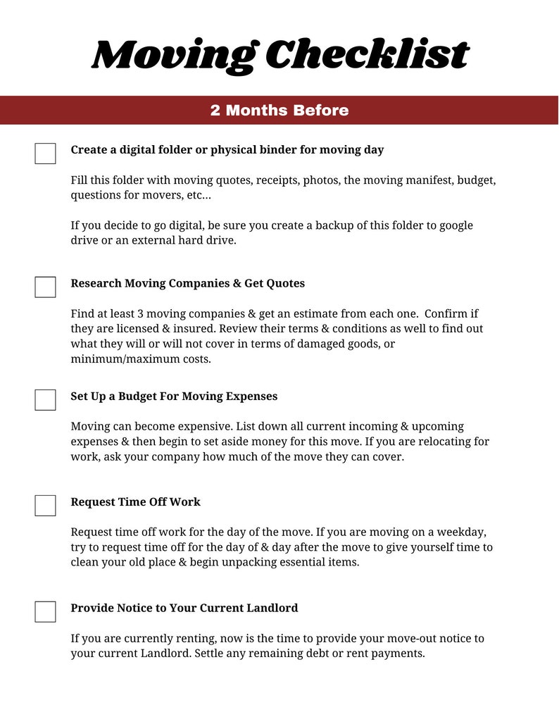 Printable Moving Kit | Moving Planner | Moving Checklist | Relocation Planner | Moving Printable ...