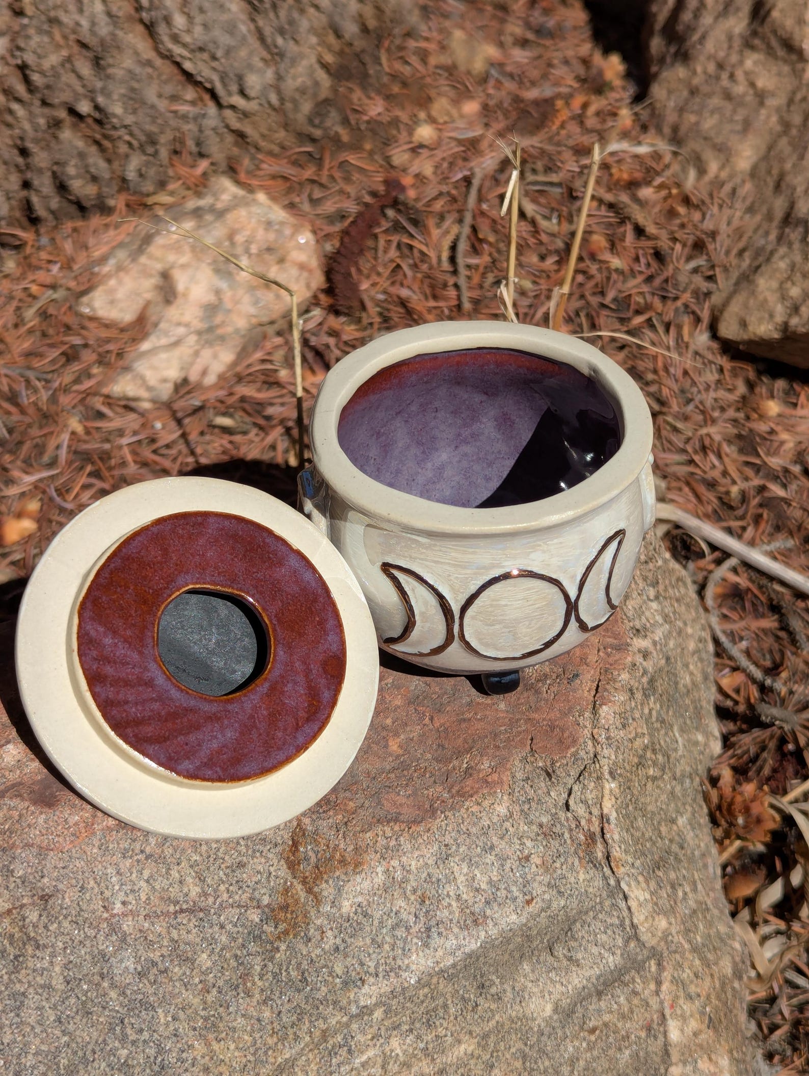 Triple Moon Ceramic Cauldron #15 | Magick Ritual | Slip-casted Hand ...