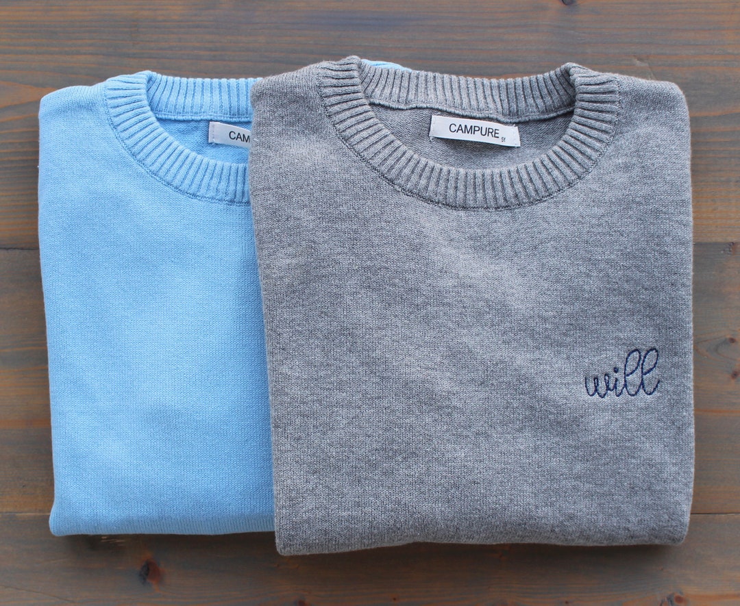 Boy’s Monogrammed Sweater, Toddler Embroidered Pullover, Custom Name ...