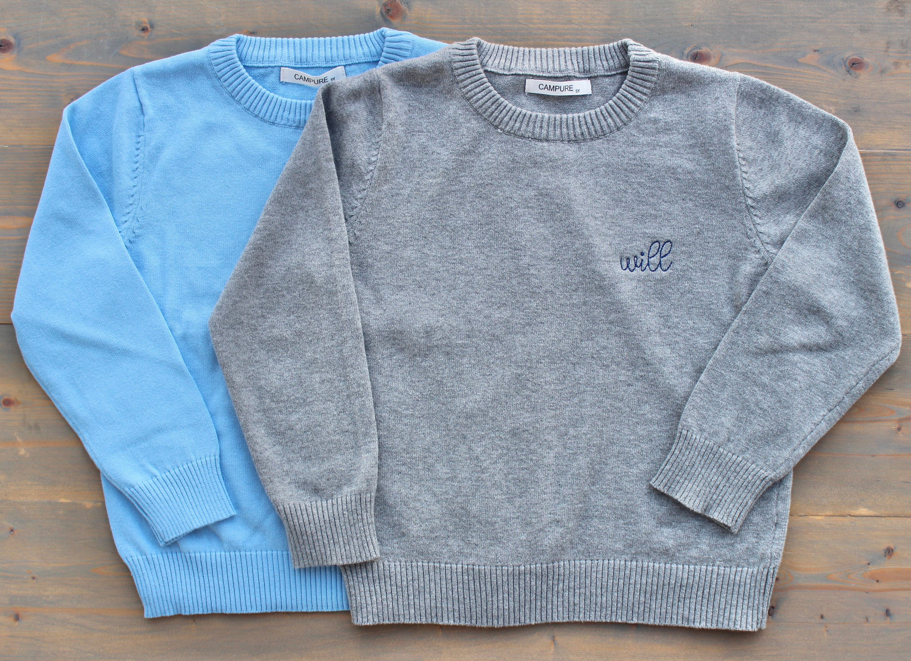 Boy’s Monogrammed Sweater, Toddler Embroidered Pullover, Custom Name ...