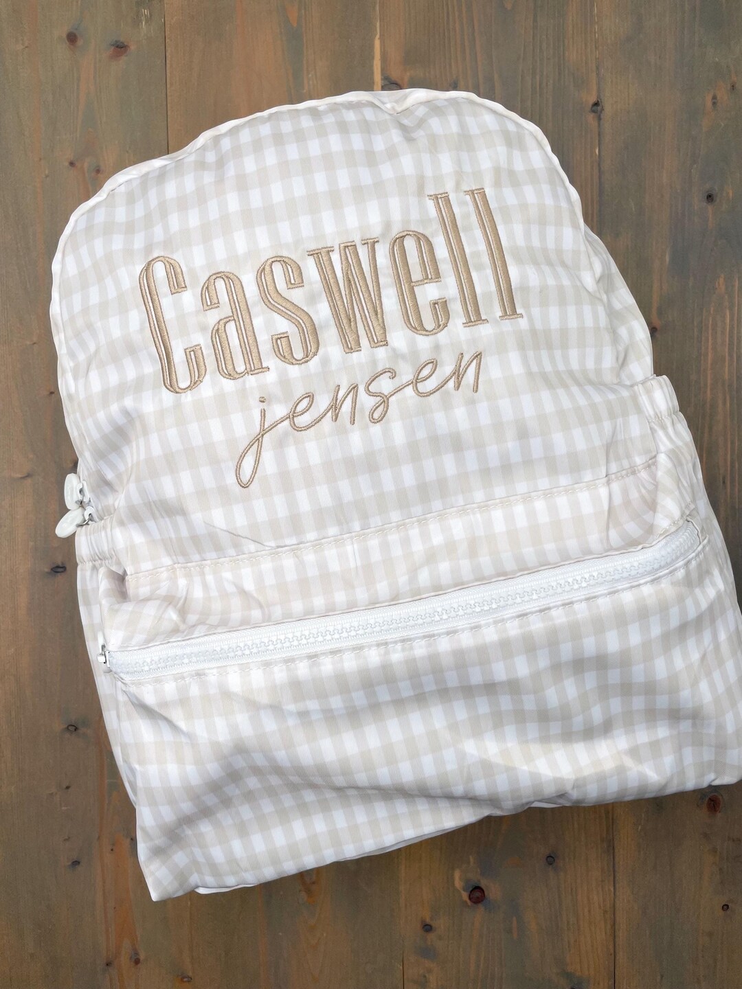 Gingham Monogram Backpack, Full Size Backpack, Kids Personalized Bag ...
