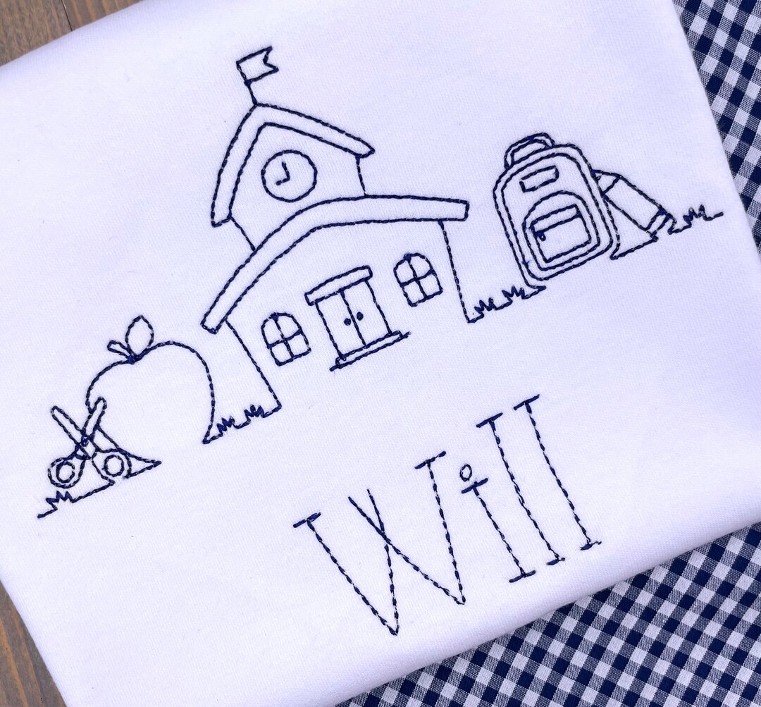 Embroidered School Shirt, Monogram School Tee, Personalized Boys School ...