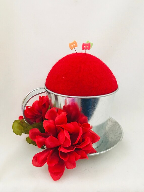 Magnetic Tin Tea Cup: Stick-it-to-me Pin Cushion Tin Tea - Etsy